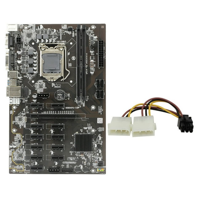 B250 BTC Mining Motherboard 12 PCIE Graphics Slot LGA 1151 DDR4 16G RAM ...