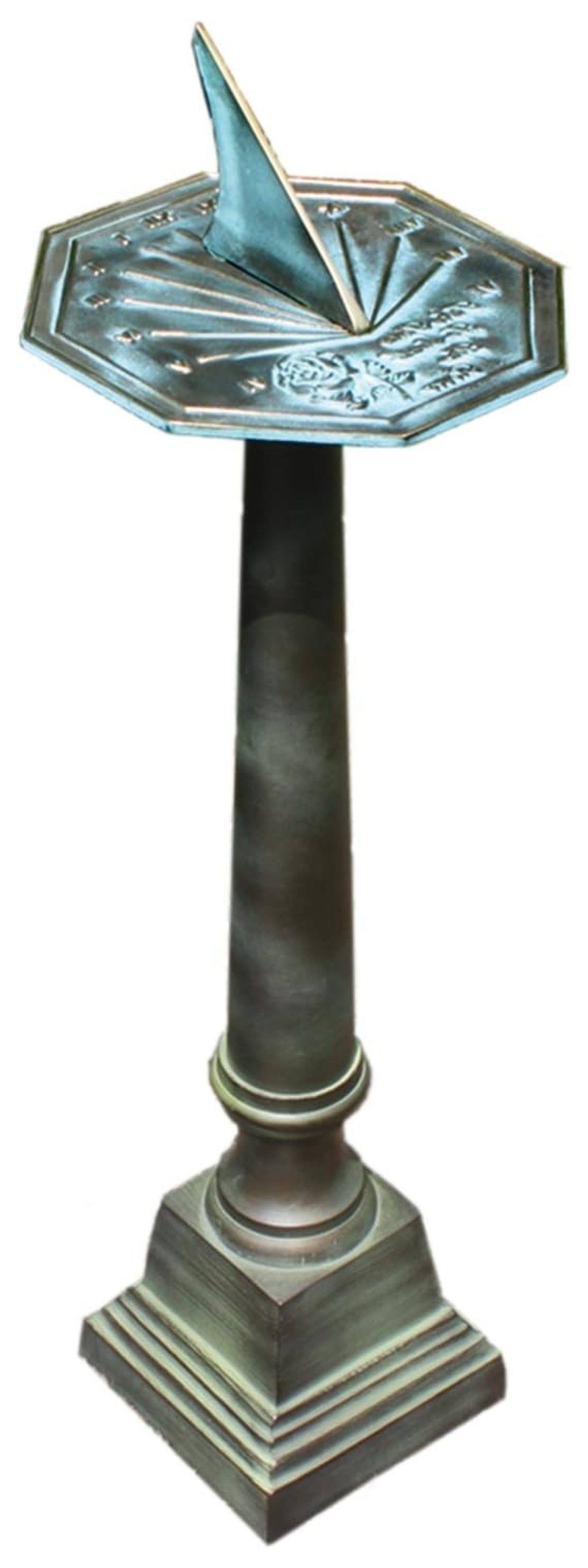 B28 Aluminum Column Sundial Pedestal, Cast Aluminum with Copper and ...