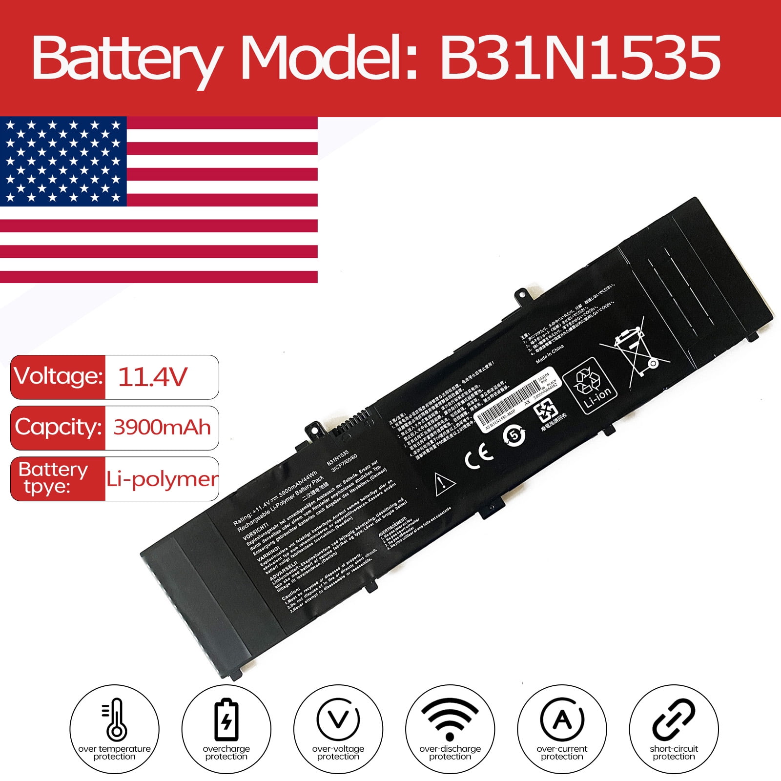 B31N1535 Battery for Asus Zenbook UX410UX310UA-FC132T UX410U UX410 U410U FC073 RX310 RX410 U310U ...