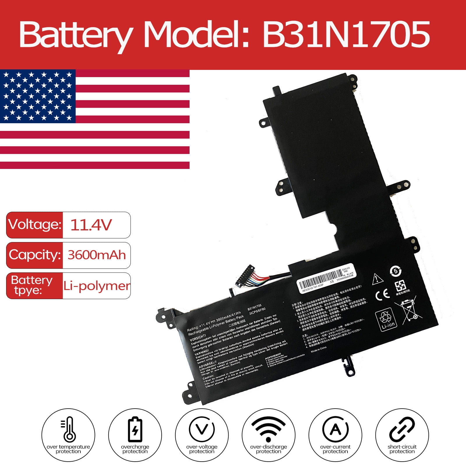 B31N1705 Battery for Asus TP410UF-EC039T TP410UA TP410UF Q405UA TP410U ...