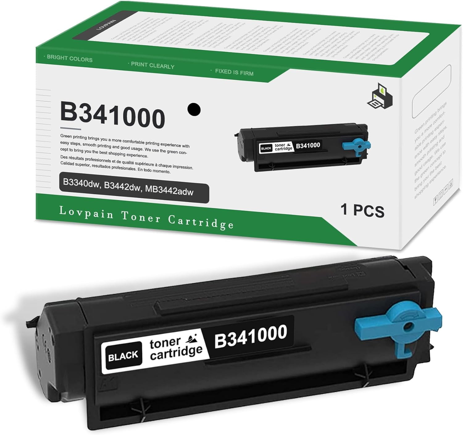 B341000 Black Toner Cartridge(1-Pack), Laser, for Lexmark B3340dw ...