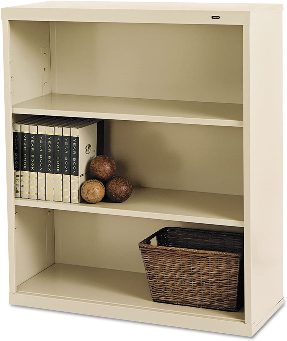 B42PY Metal Bookcase, Three-Shelf, 34-1/2w x 13-1/2d x 40h, Putty ...