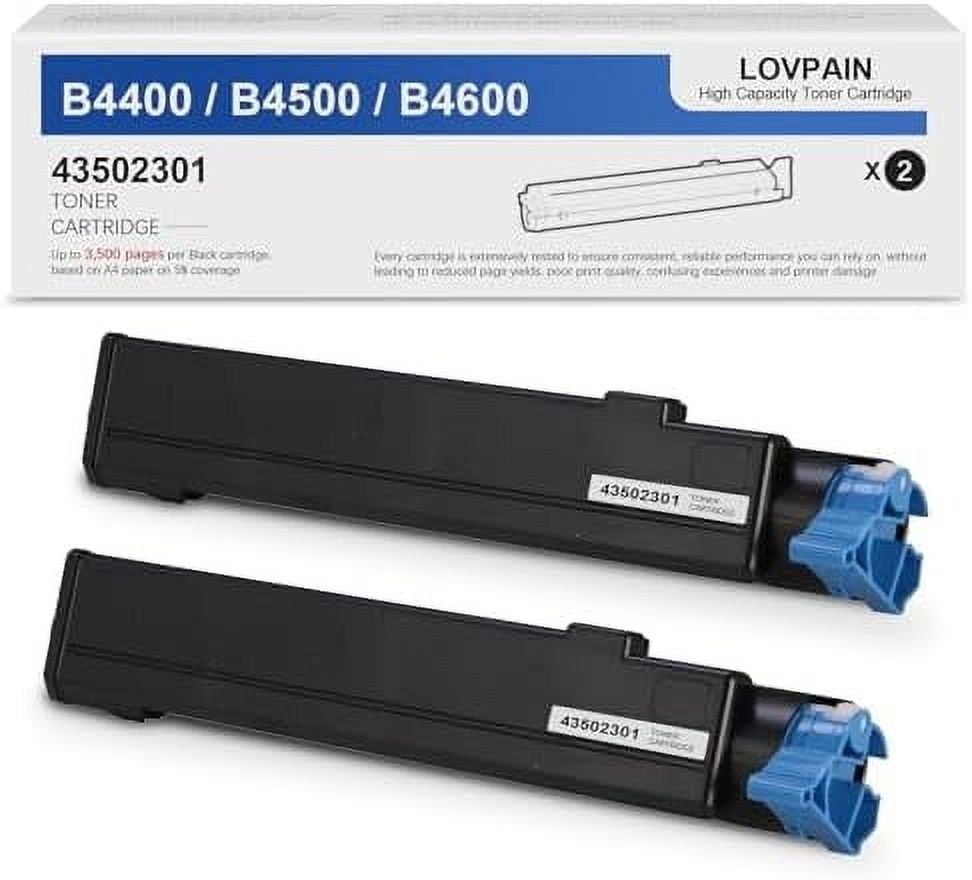 B4400 B4600 Black High-Yield Toner Cartridge (2-Pack) Compatible for OKI 43502301 Toner ...