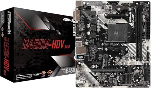 B450M-HDV R4.0 AMD B450 AM4 Socket Ryzen 2000 - 5000 Processors DDR4 ...