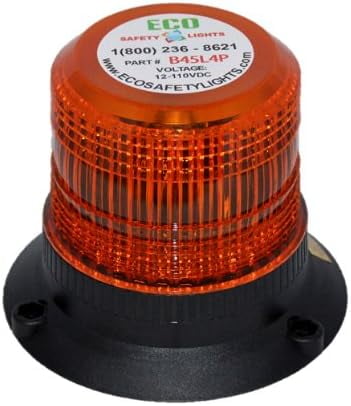 B45L4PT AMBER ORANGE 12-80V DC 1/2" NPT PIPE MOUNT LED EMERGENCY ...
