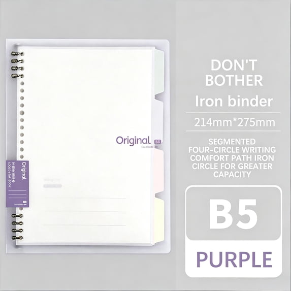 B5 Loose-Leaf Notebook, 8.43×10.83in 4-Ring Binder Journal with Divider ...
