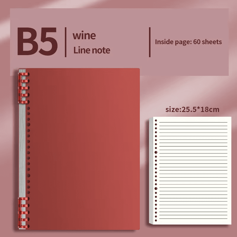 B5 Notebook 60Sheet Replaceable Refill Loose Leaf Spiral Binder Paper ...