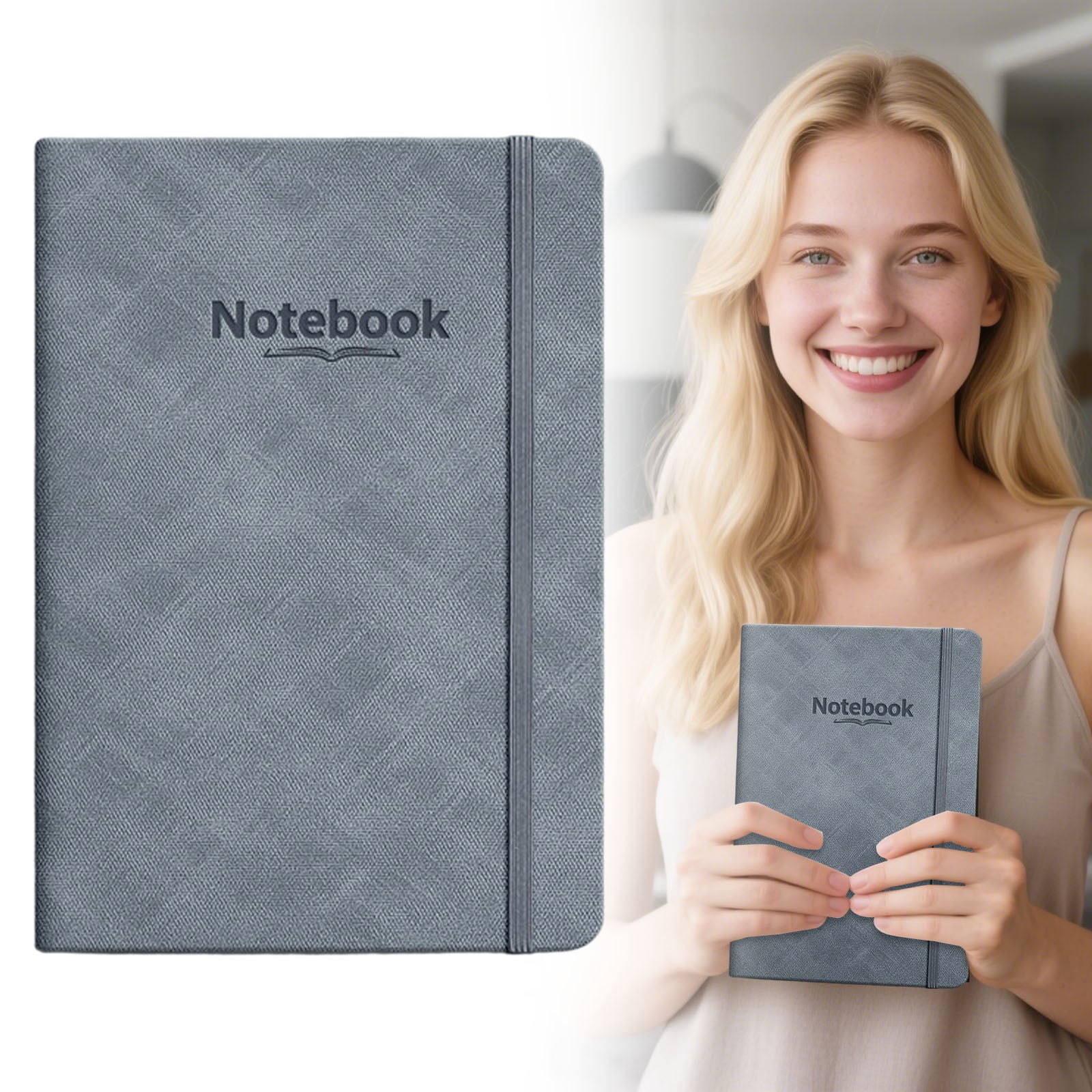 B5 PU Leather Notebook Mist Texture 80 Sheets Lined Journal with ...