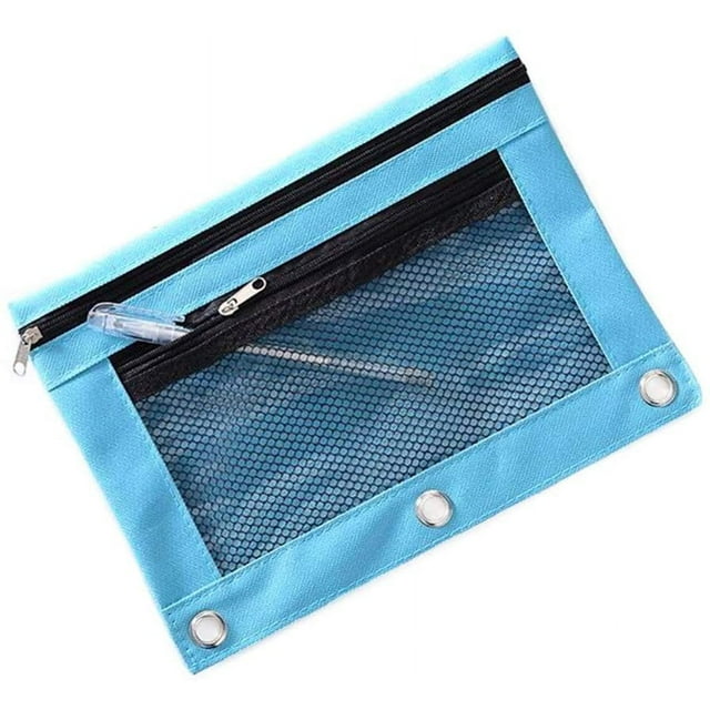 B5 Size Double Zipper 2 Pocket Pencil Bag, Transparent Mesh File Pouch ...
