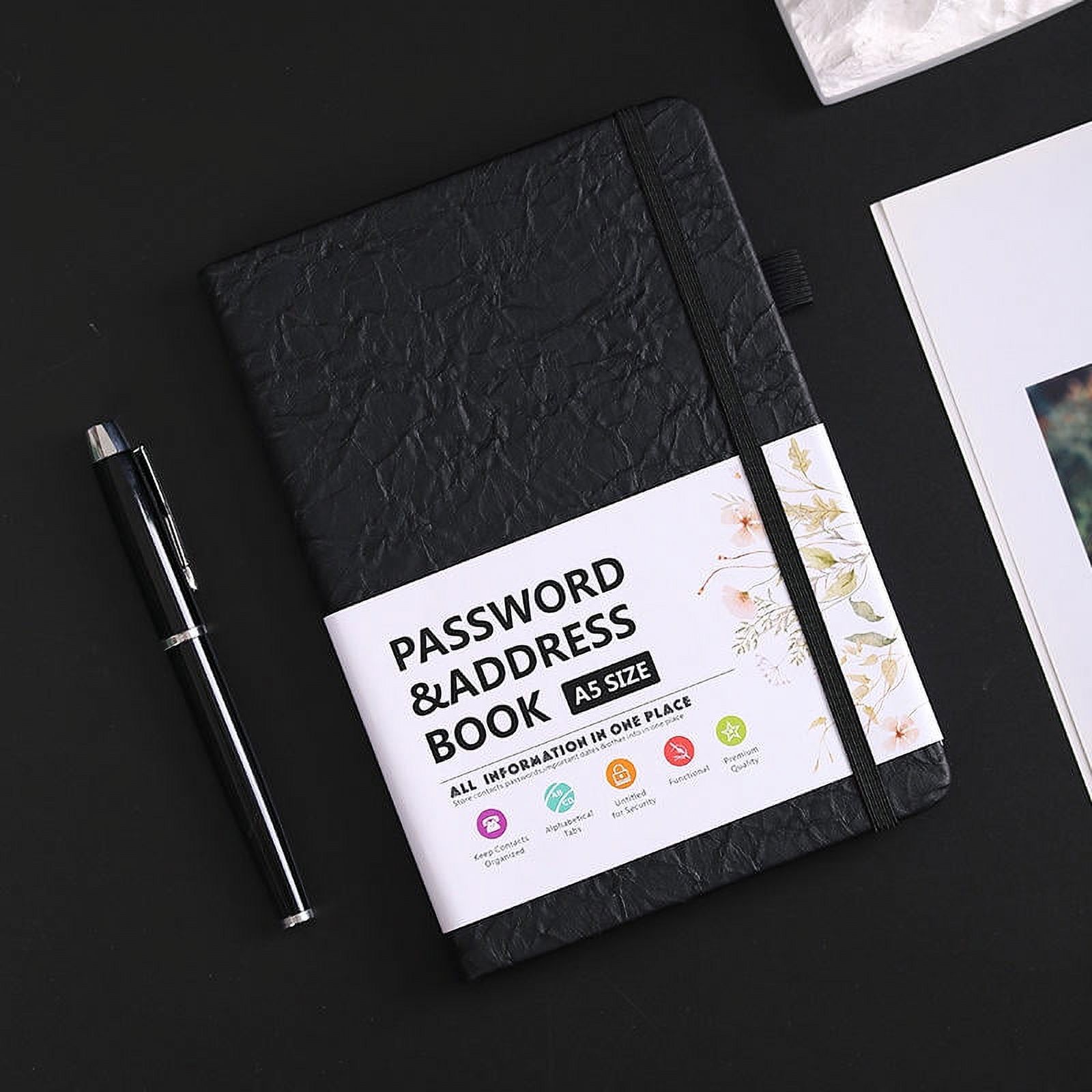 B6 Address & Password Book with Tabs PU Leather Portable Address ...