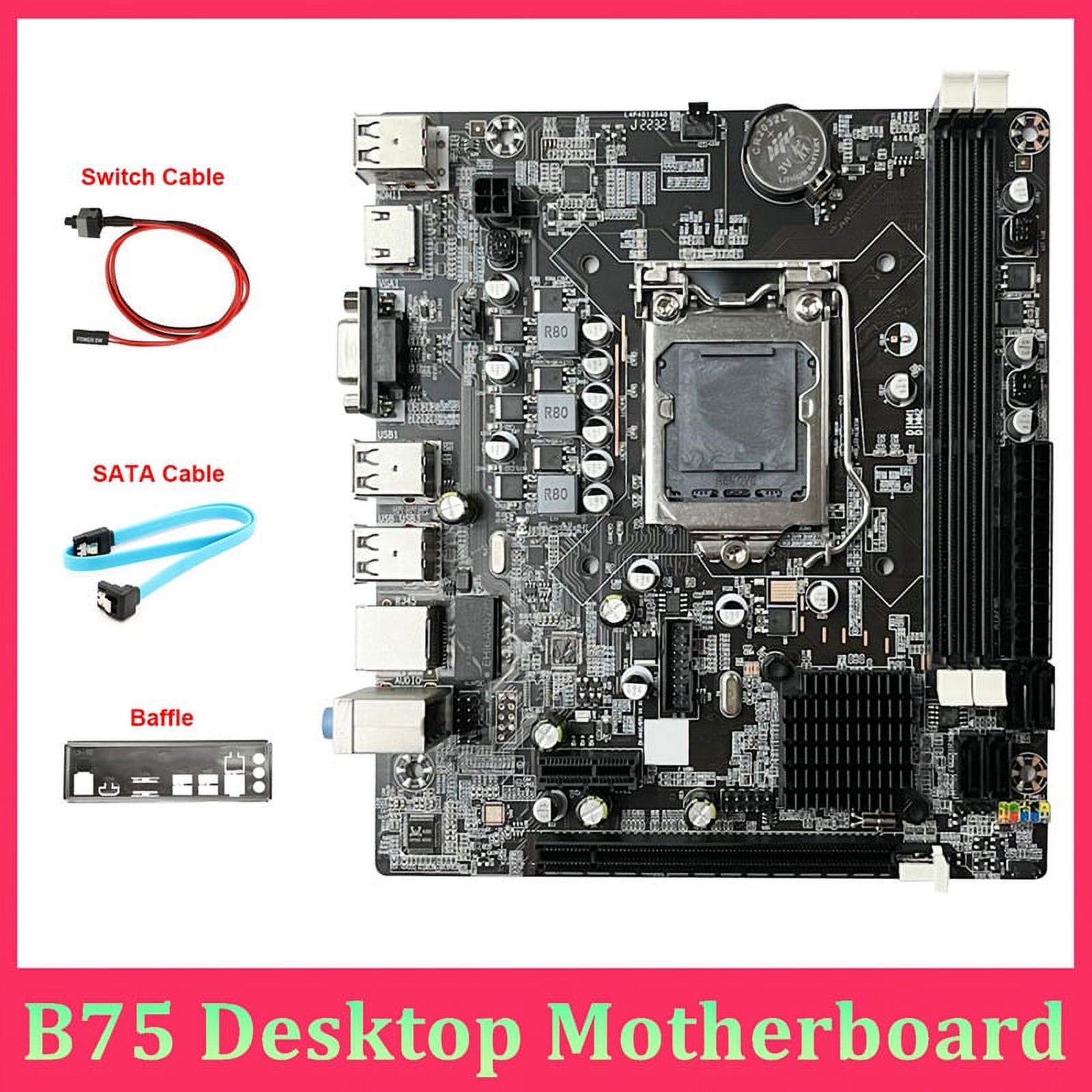 B75 Desktop Motherboard+SATA Cable+Switch Cable+Baffle LGA1155 DDR3 Support 2X8G PCI E 16X for ...