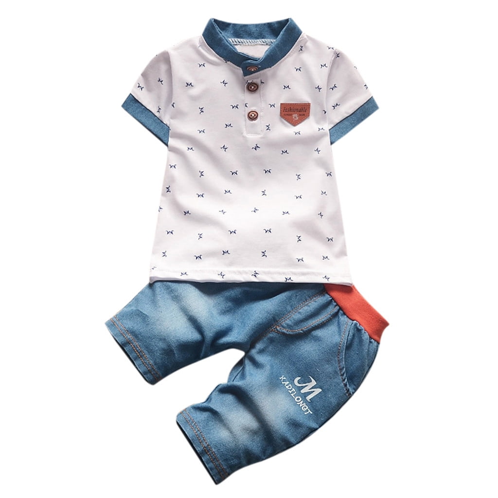 B91xZ Baby Boy Outfits Clothes Outfits Toddler Sets Shorts Sleeve 2PCS Baby Kids Boy And Short T ...