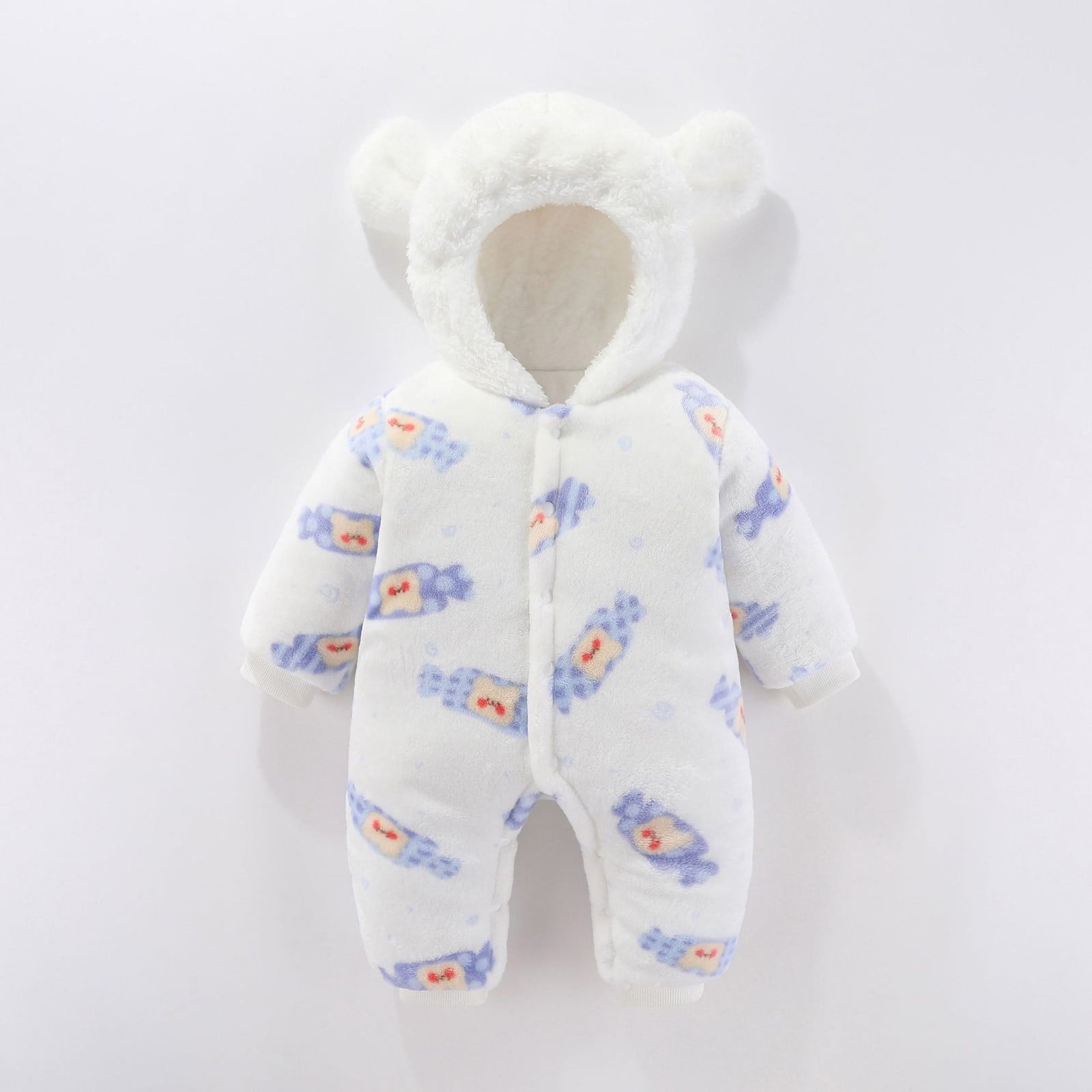 B91xZ Baby Boys Romper Jumpsuit Girl Thick Snowsuit Winter Warm Coats Cow Prints Hooded (Blue, 0 ...