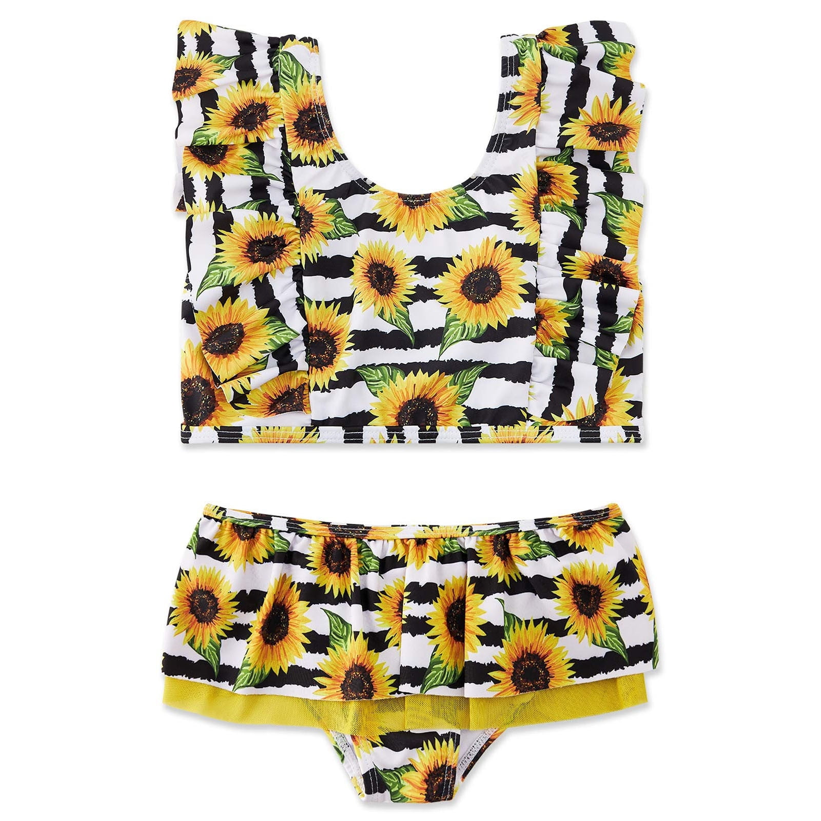 B91xZ Baby Swimsuit Girl Sunflower Dry Quick Two-Pieces Swimsuits ...