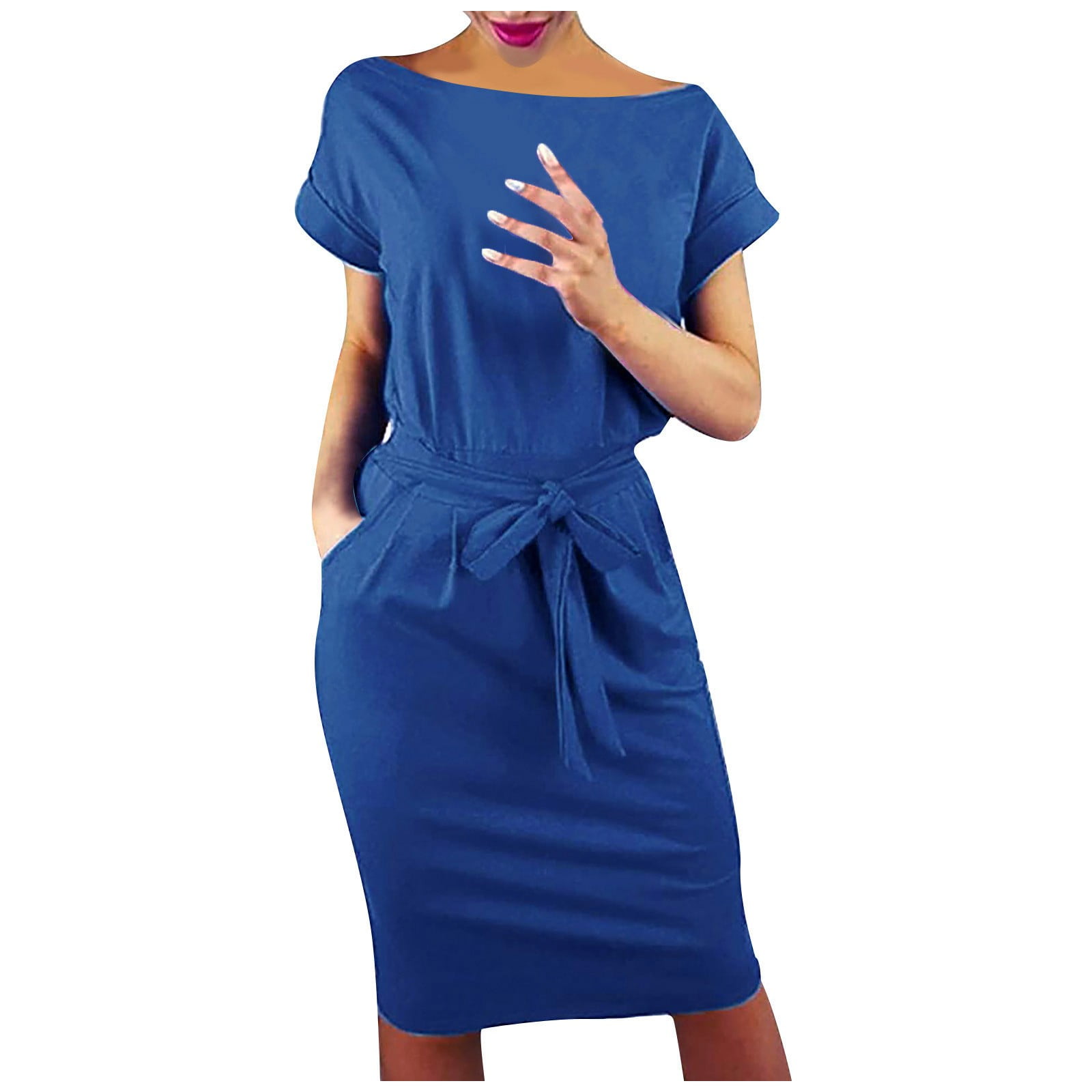 B91xz Casual Dresses For Women Casual Short Sleeve V Neck Swiss Dot