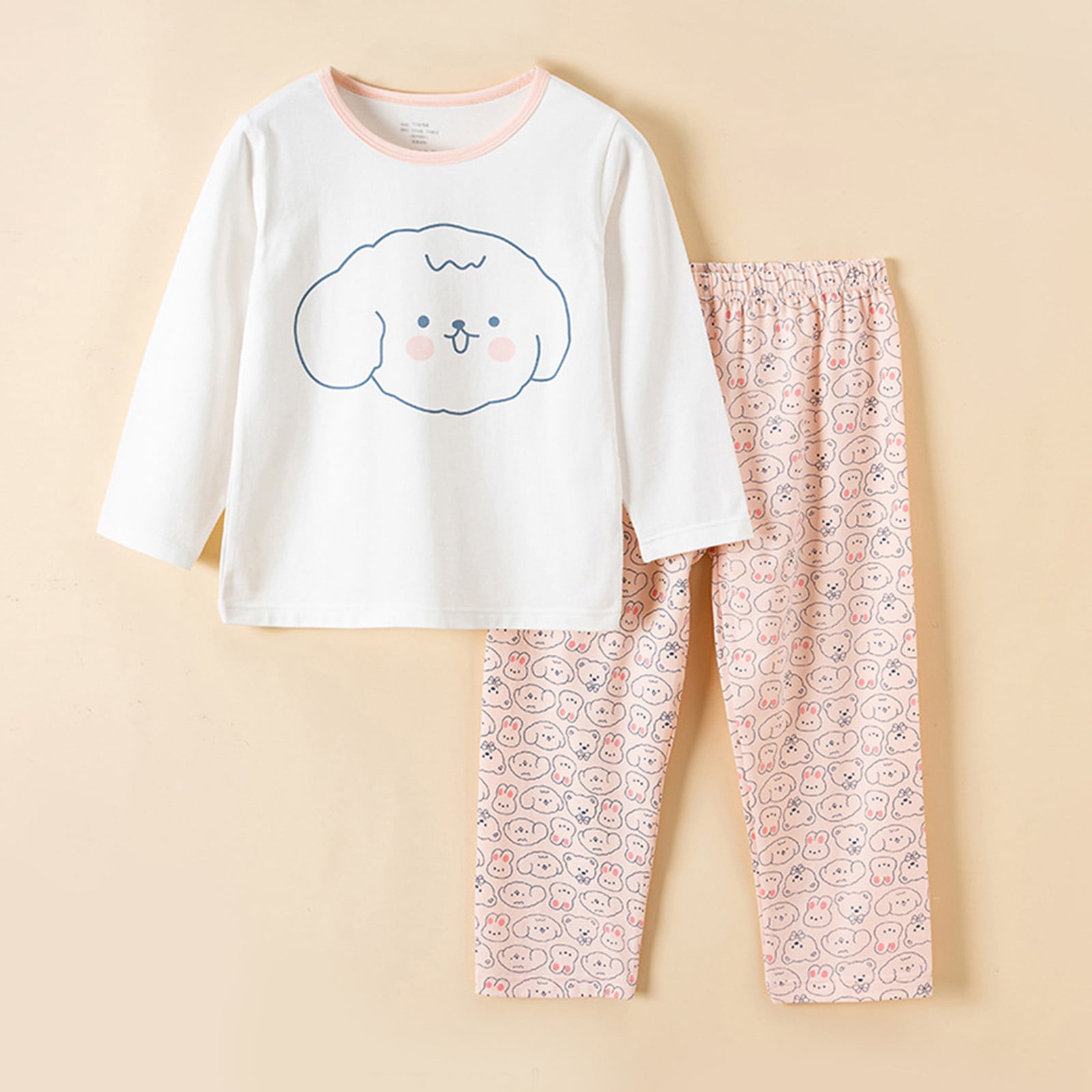 B91xZ Girl's 2 Piece Outfits Soft Pajamas Toddler Cartoon Prints Long ...