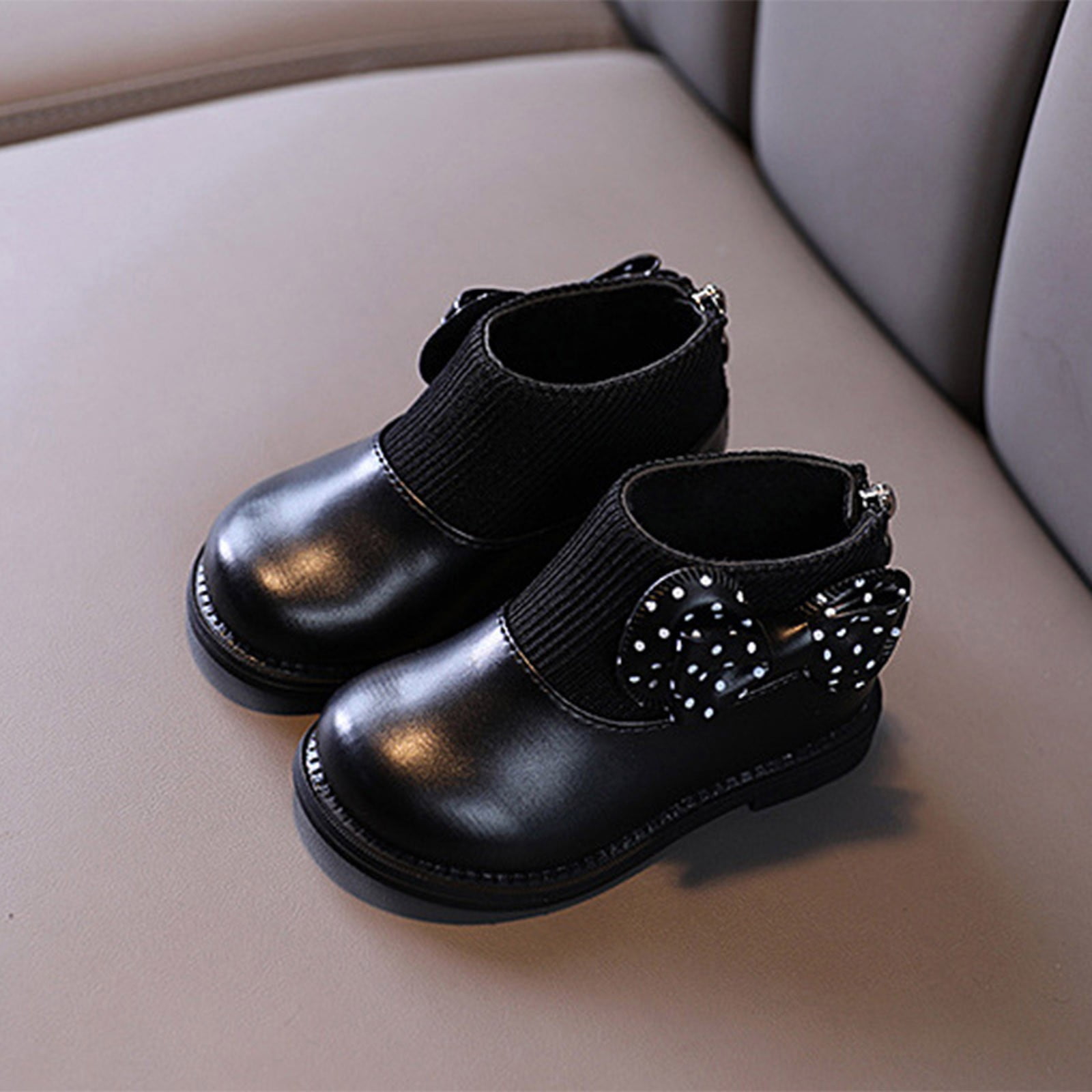 B91xZ Girls Boys Snow Boots Girls Boots Round Toe Flat Sole Thick Sole ...