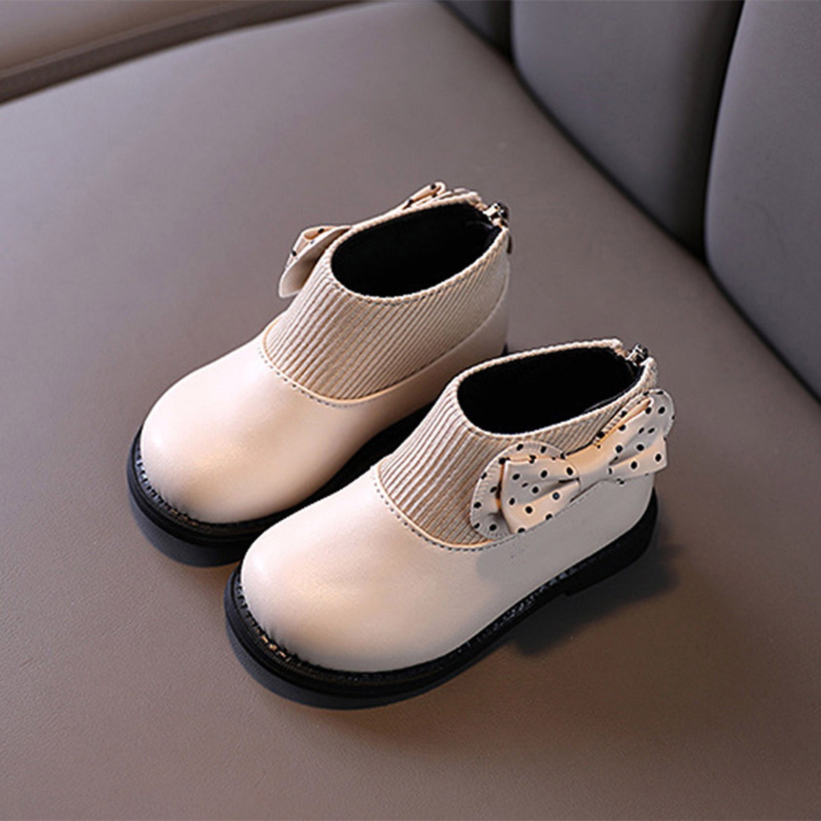 B91xZ Girls Boys Snow Boots Girls Boots Round Toe Flat Sole Thick Sole ...