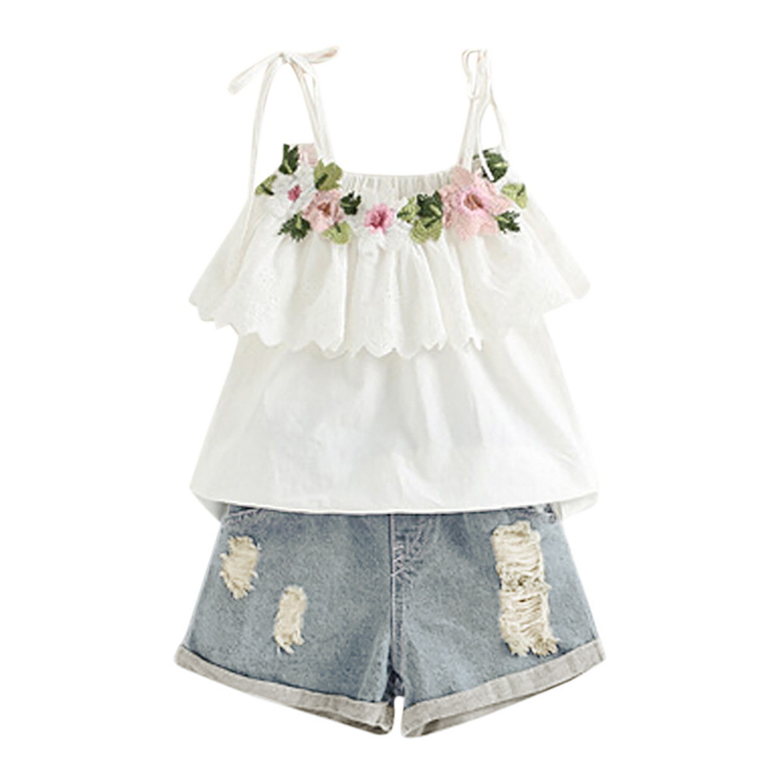 Hbdhejl Fashion Outfit Set For Girls Toddler Summer Short Sleeve Solid ...
