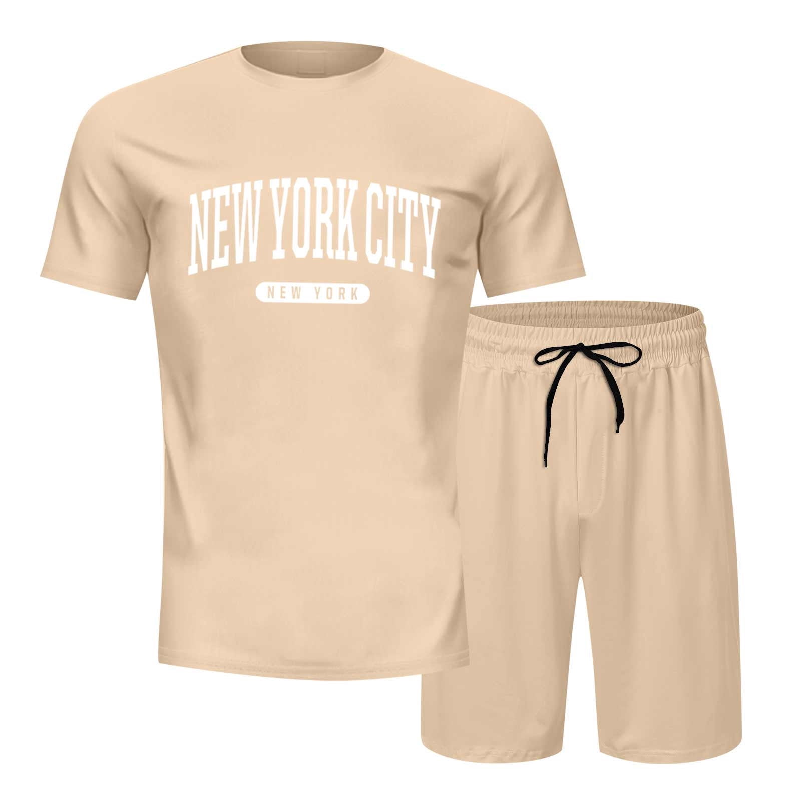 B91xZ Men's 2 Piece Outfit Casual Tracksuit Cargo Shorts Summer ...