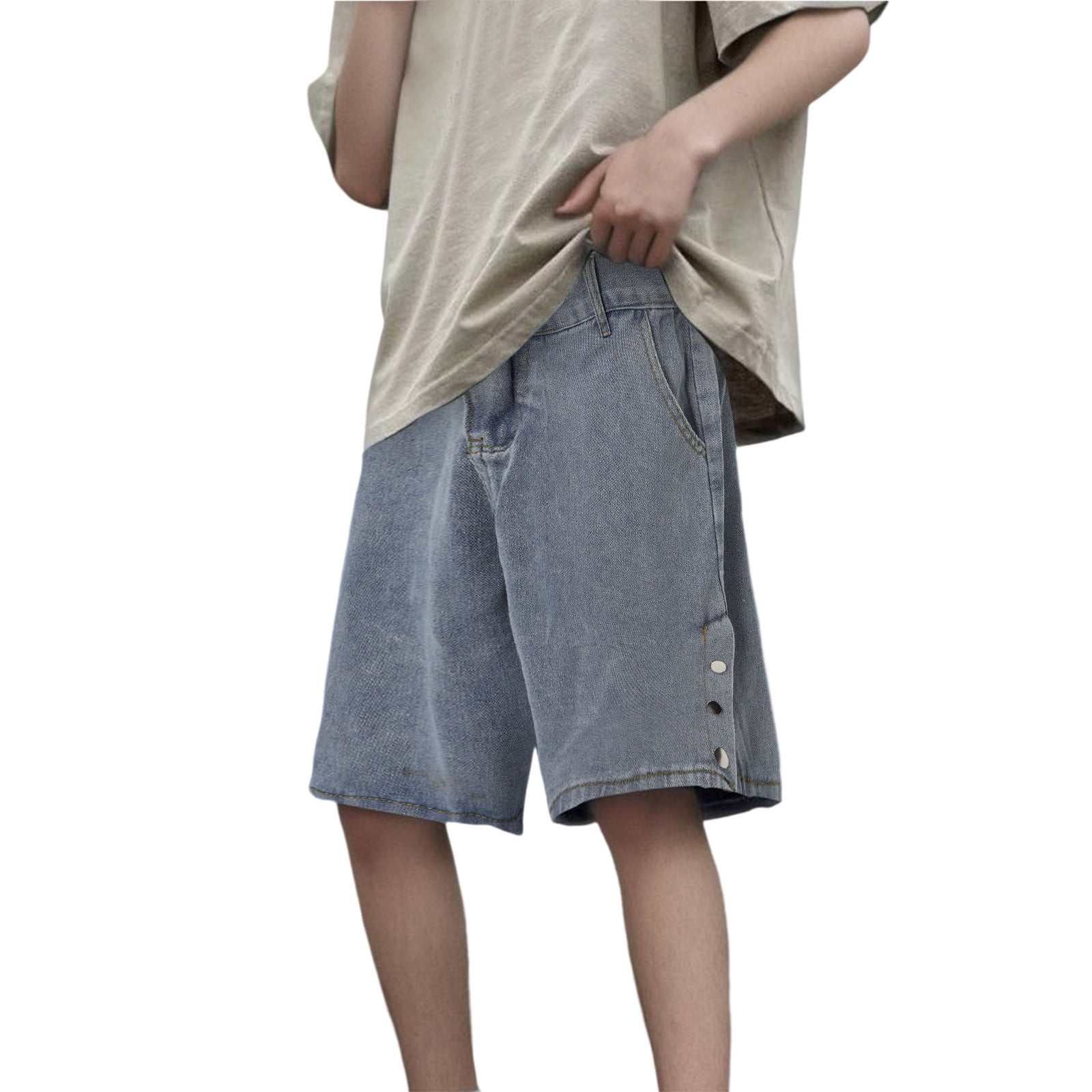 B91xZ Men's Ripped Denim Shorts & Jeans Classic Fit Distressed Summer ...