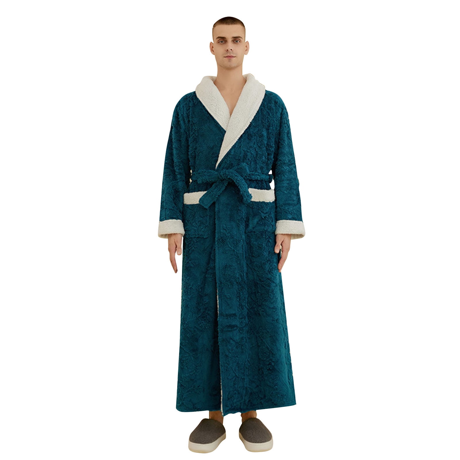 B91xZ Men's Robe Plush Fluffy Bathrobe for Men, Long Spa Robe with ...