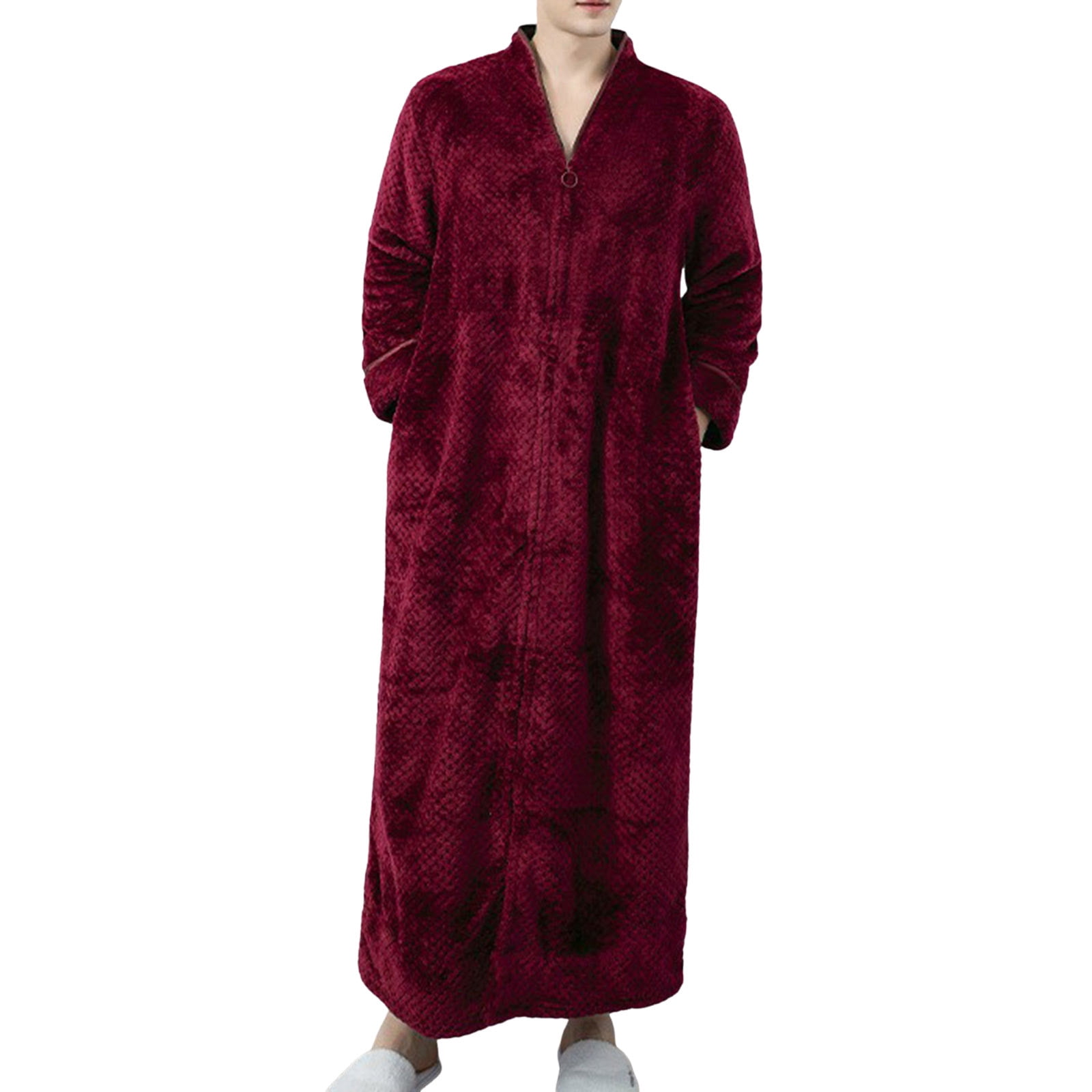 B91xZ Men's Warm Winter Robe Warm and Soft Cozy Coral Plush Long ...