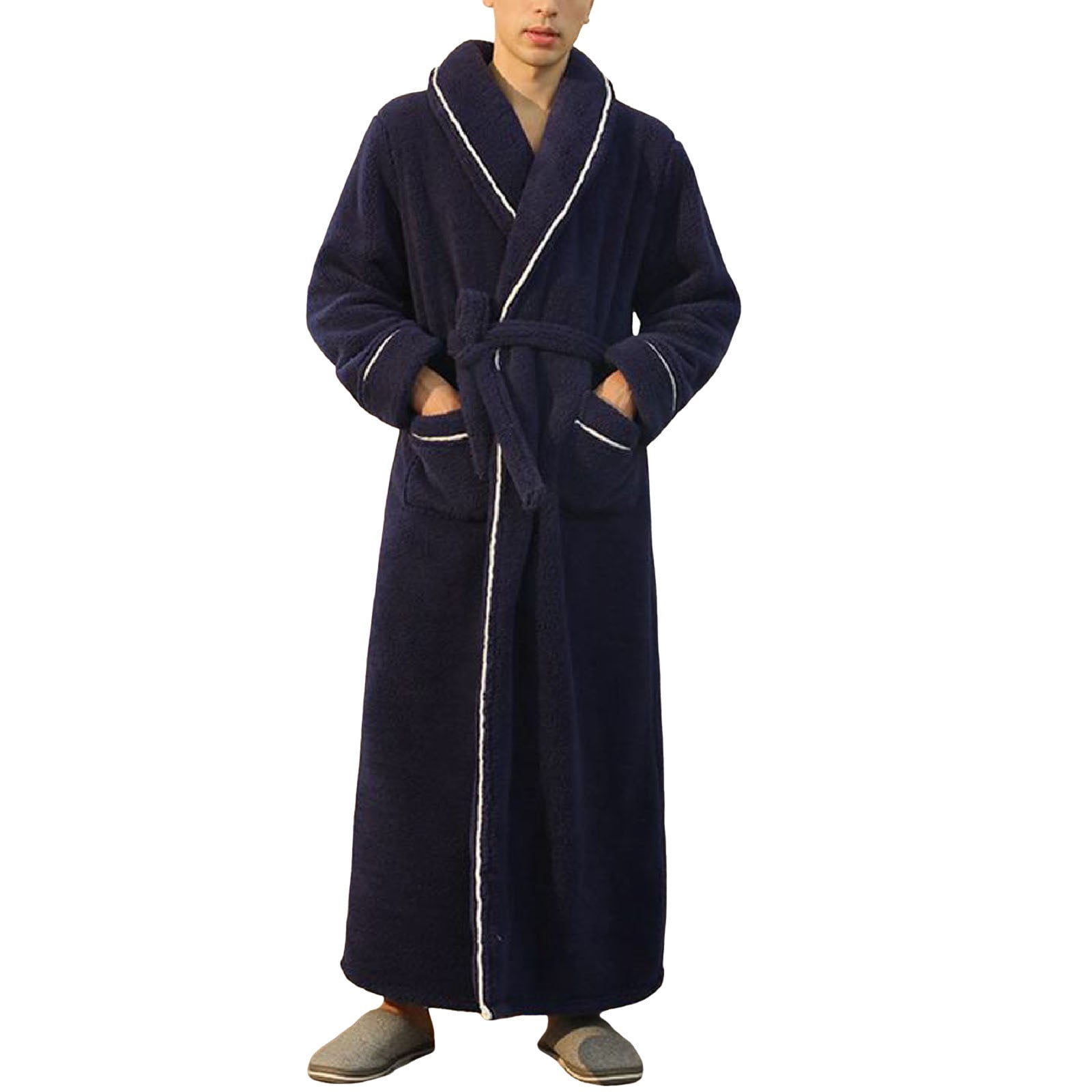 B91xZ Mens Bath Robes Plus Size Thick Robe for Men with Side Pocket and ...