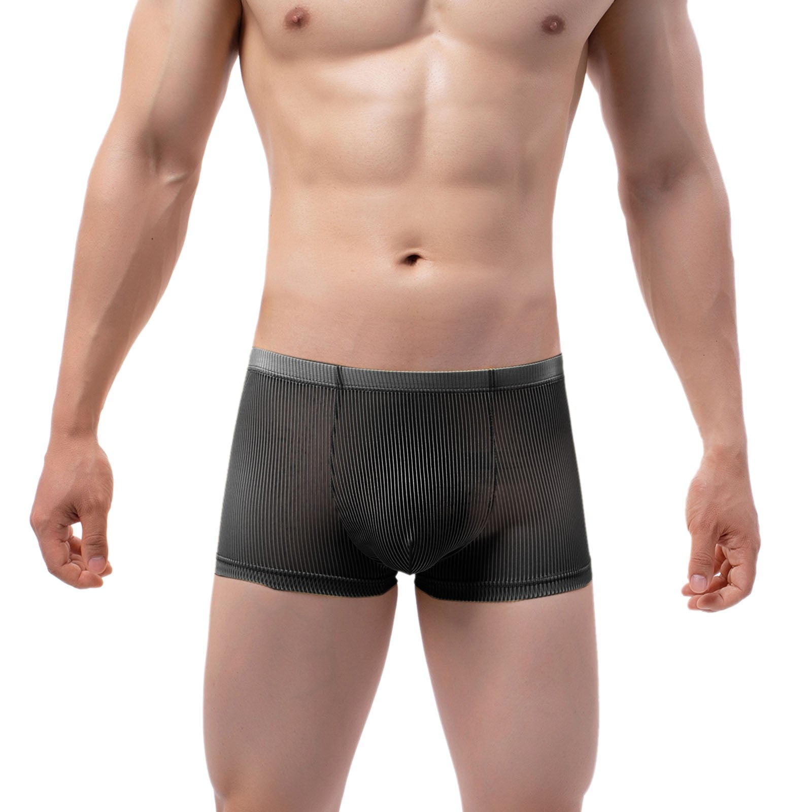 B91xz Mens Boxers Briefs Long Leg Anti Wear Sports Striped With Pouches