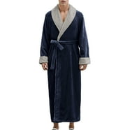FashGudim Mens Robes Big and Tall Full Length Shawl Collar Long Plush Robe (Navy,L/XL) - Walmart.com