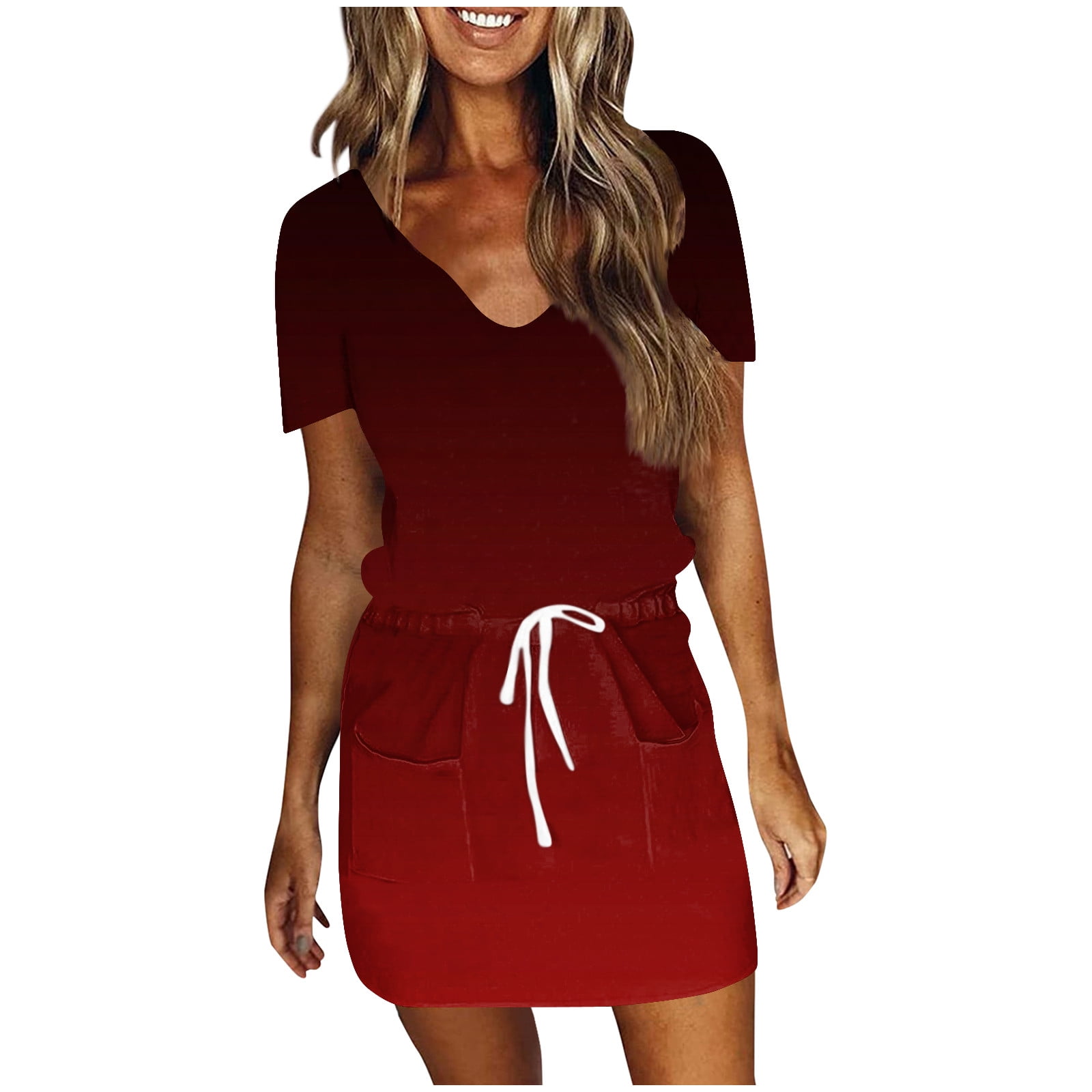 B91xz Plus Size Dresses For Women Casual Flutter Short Sleeve Crew Neck