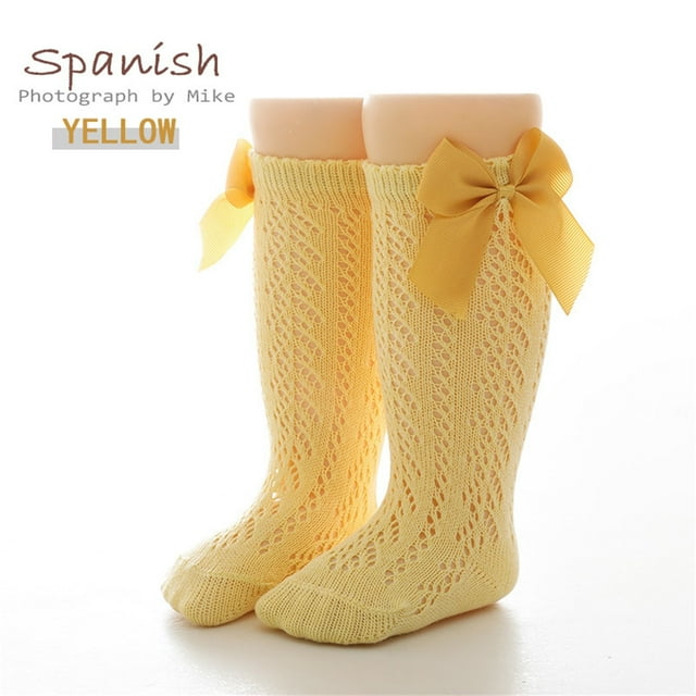 B91xZ Socks Toddlers Girls Knee High Socks 1 Pack Bow Long Stockings ...
