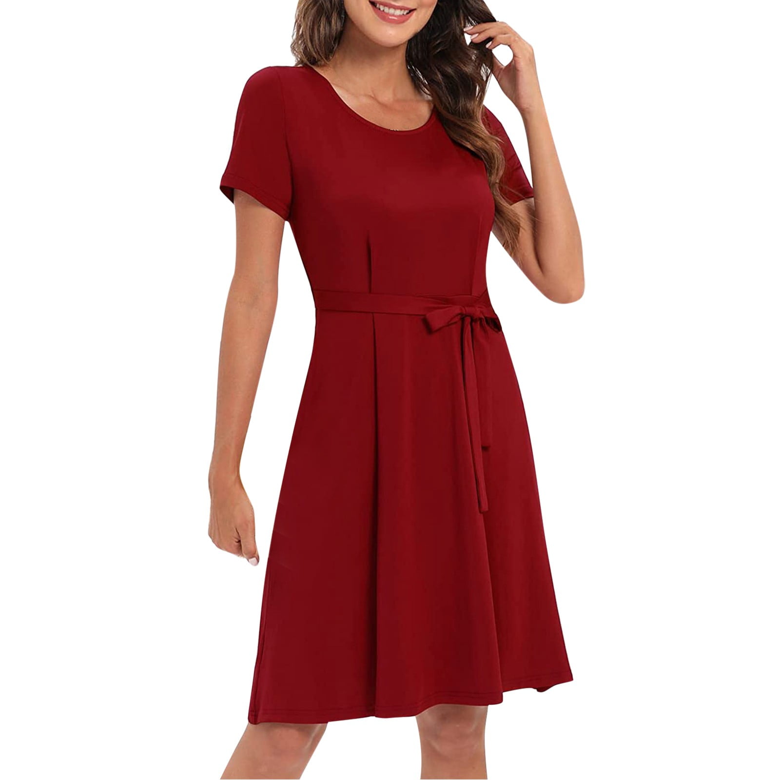 B91xz Spring Summer Dress Short Sleeve V Neck Maxi Dress Boho Long