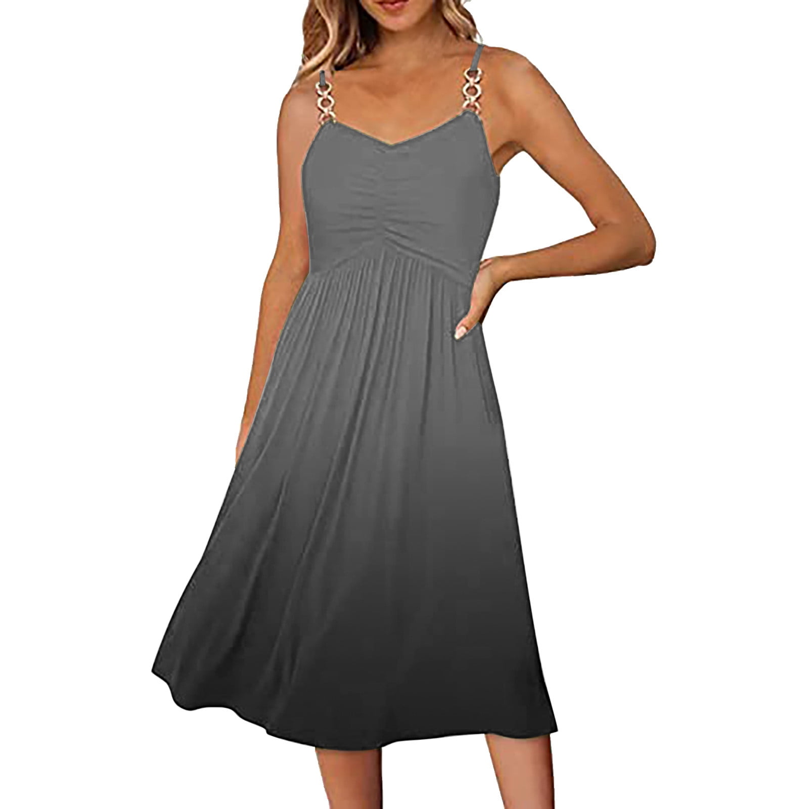 B91xz Spring Summer Dresses For Women Casual Sleeveless A Line Tiered