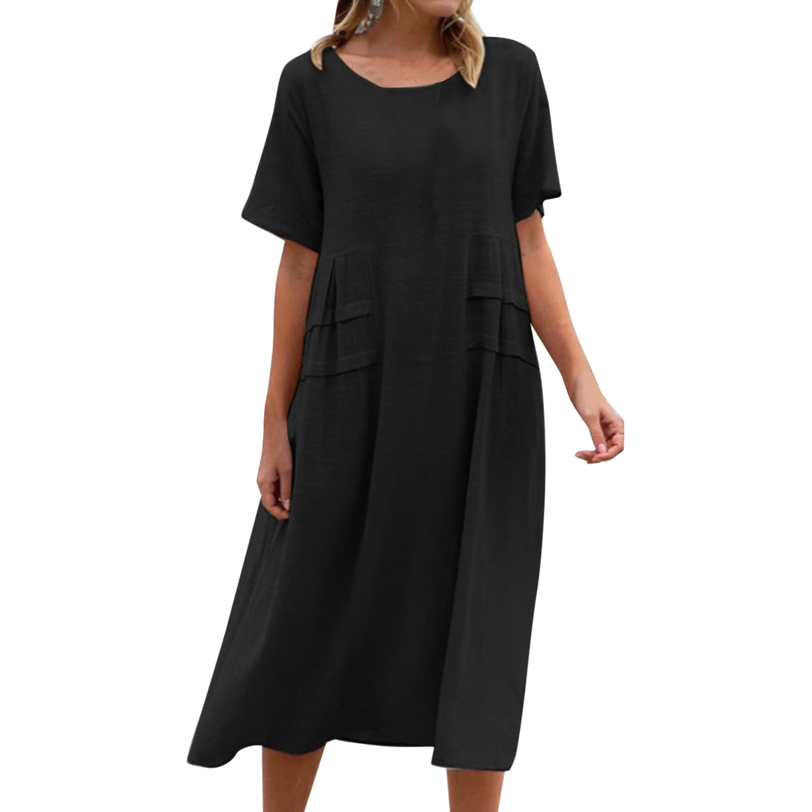 B91xz Spring Summer Dresses For Women Casual V Neck Short Sleeve Maxi