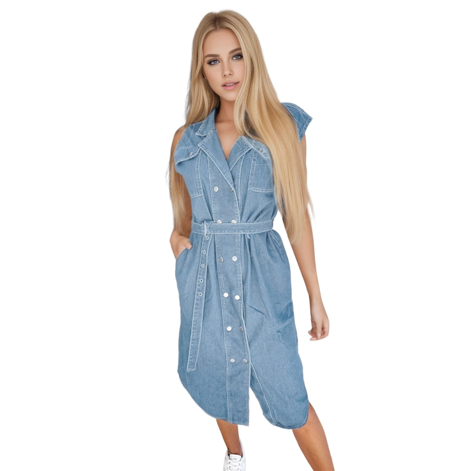 B91xz Summer Dresses For Women 2024 Casual Flutter Sleeveless Crew Neck