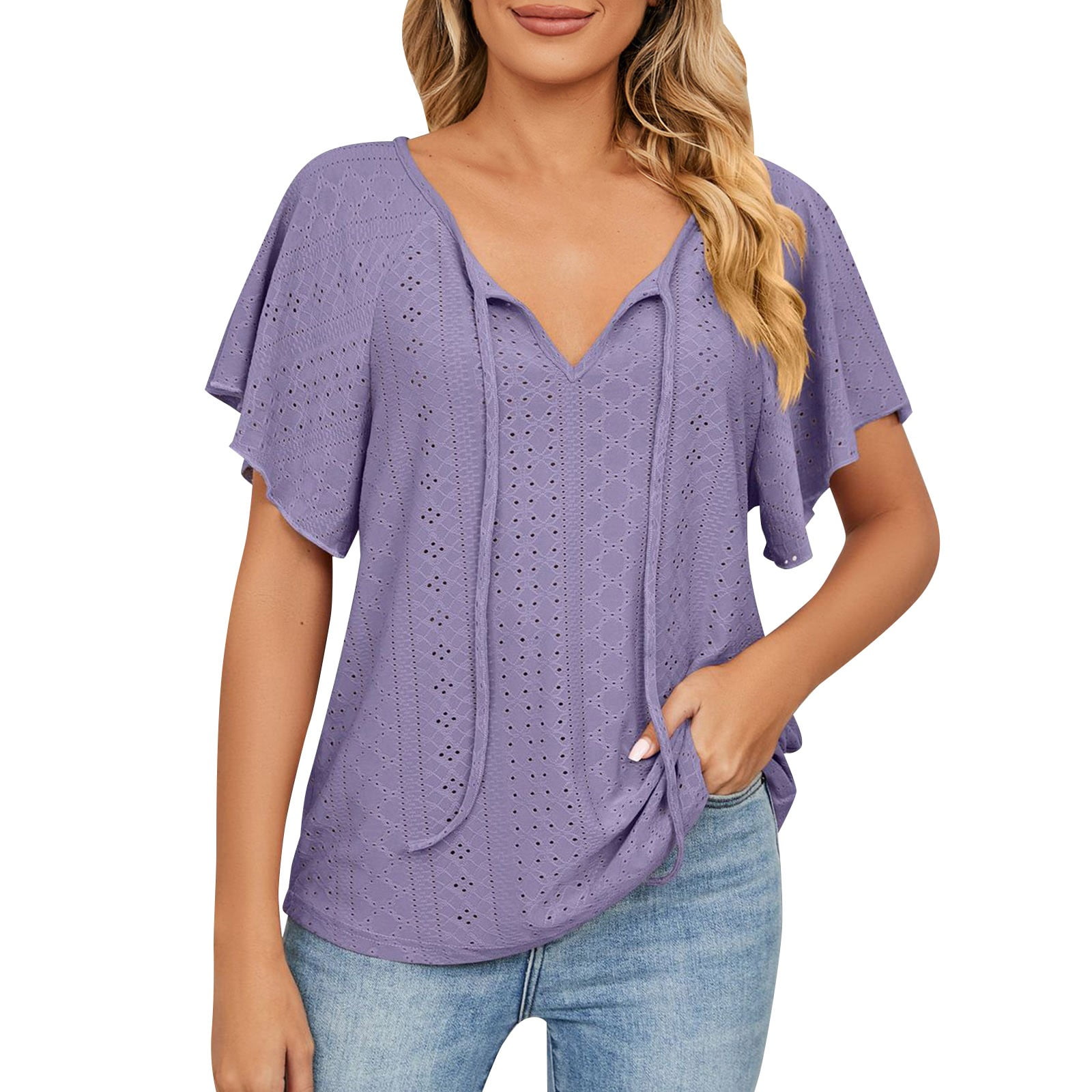 B91xZ Summer Shirts for Women Short Sleeve Mock Neck Stretch Slim Fitted Layer Basic Tee Tops ...