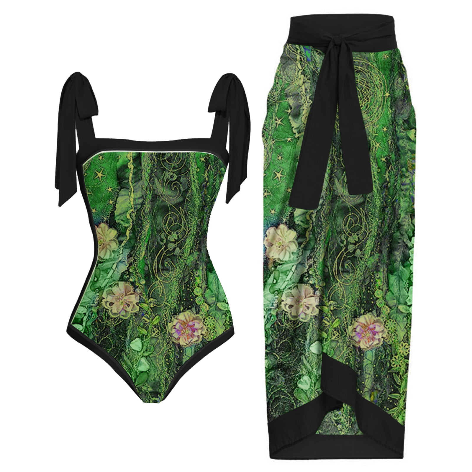 B91xZ Swimsuits for Women Plus Women Vintage Colorblock Abstract Floral ...