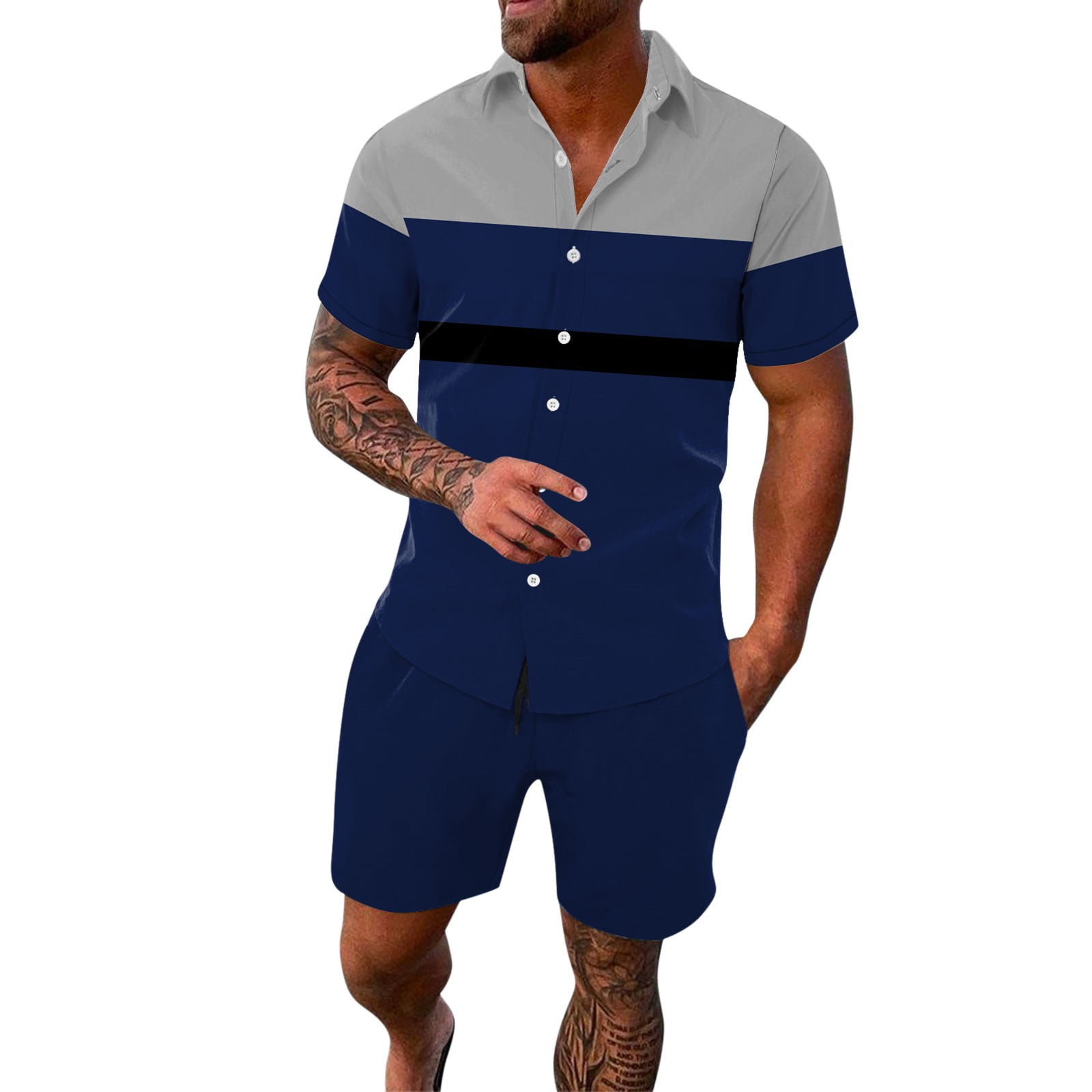 B91xz Track Suits For Men Set 2 Piece Outfits Summer Short Sleeve T