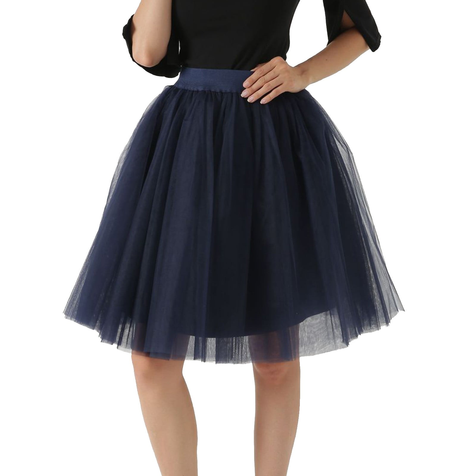 B91xZ Tutu Skirt Women Midi High Waist Elegant Stretchy Sparkle Side ...