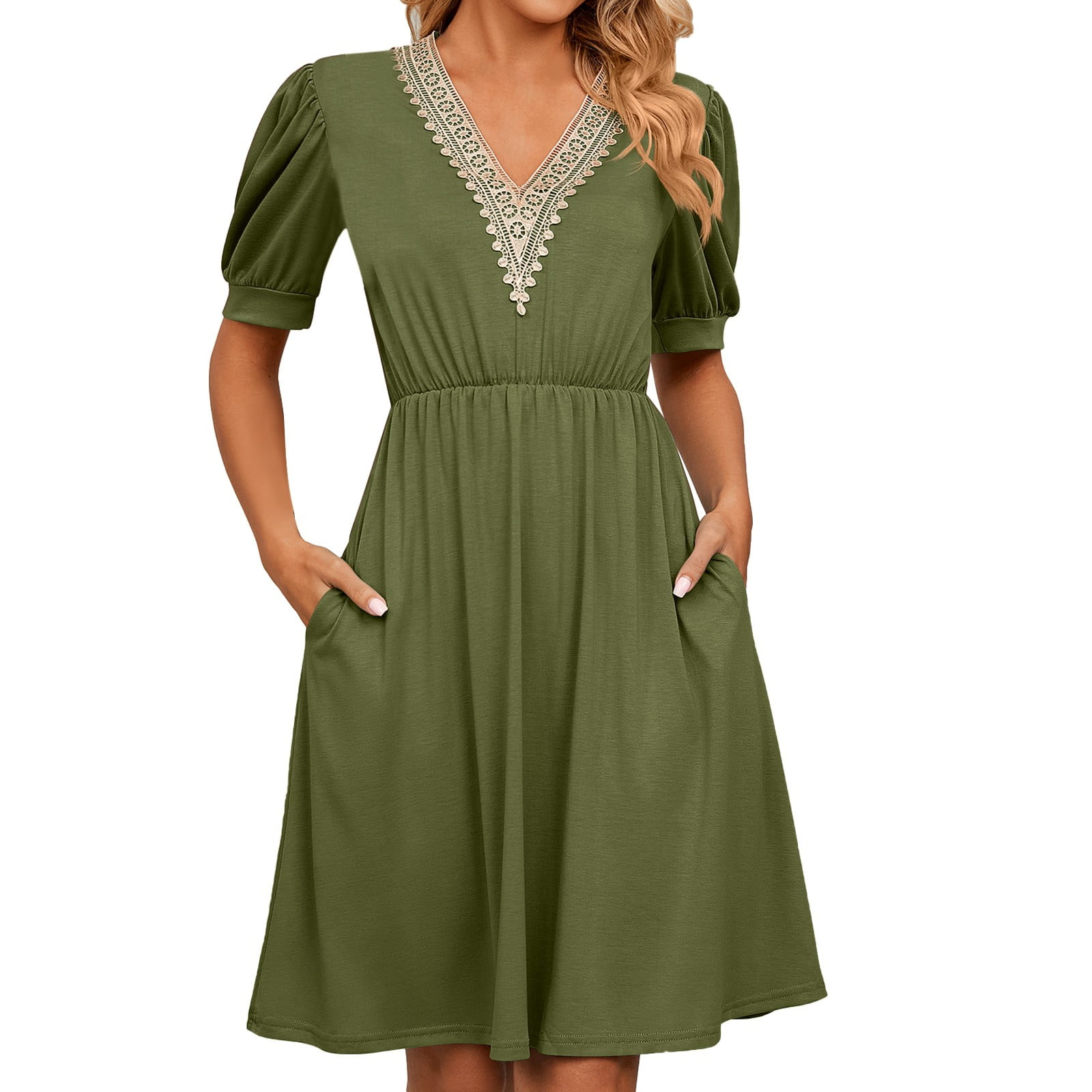 B91xz Womens Plus Size Dress Casual Summer Dresses Square Neck Ruffle