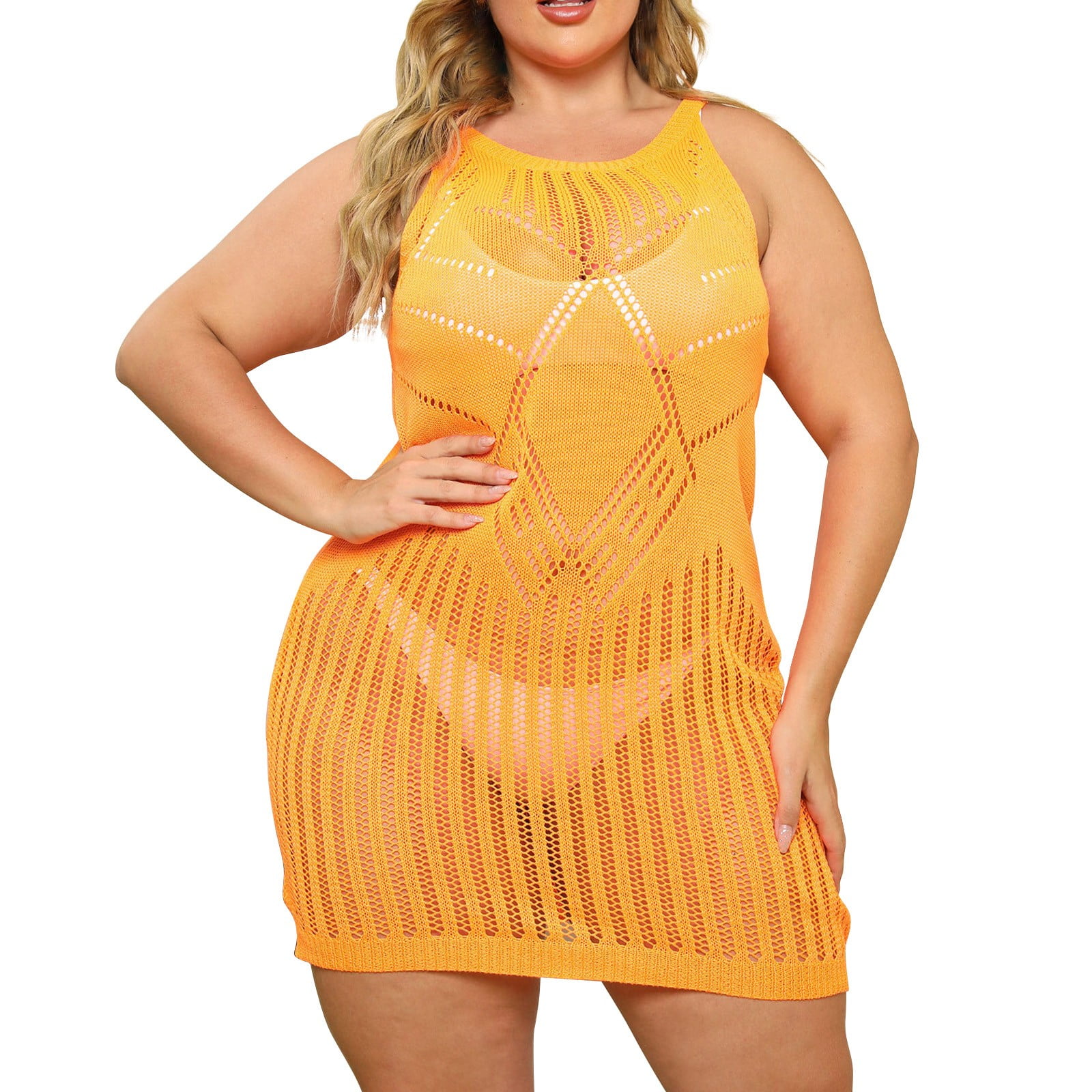 B91xz Womens Bathing Suit Summer Crochet Hollow Out Knit Bathing Suit