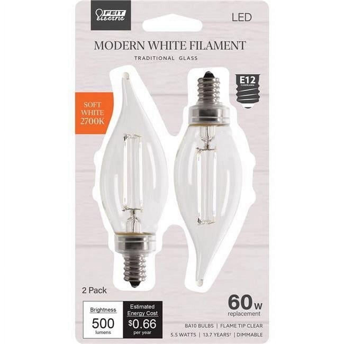 BA10 E12 Candelabra 60W Equivalence Filament LED Bulb, Soft White ...