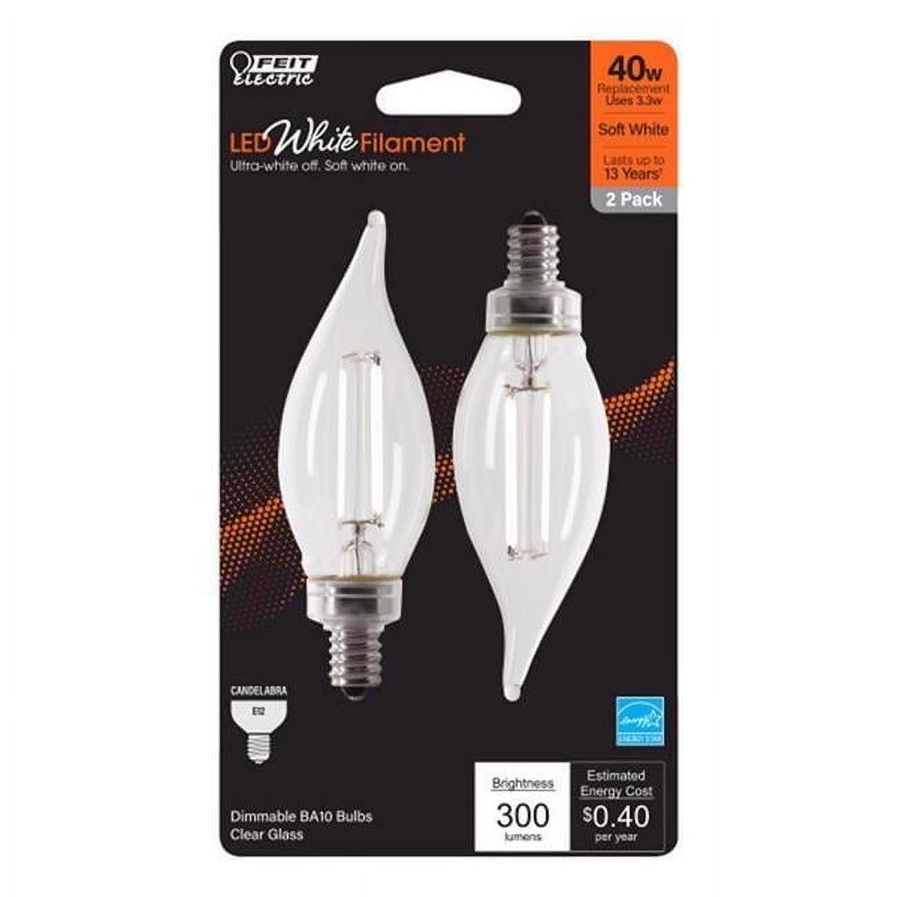 BA10 E12 Candelabra Filament LED Bulb, Soft White - 40W Equivalence ...