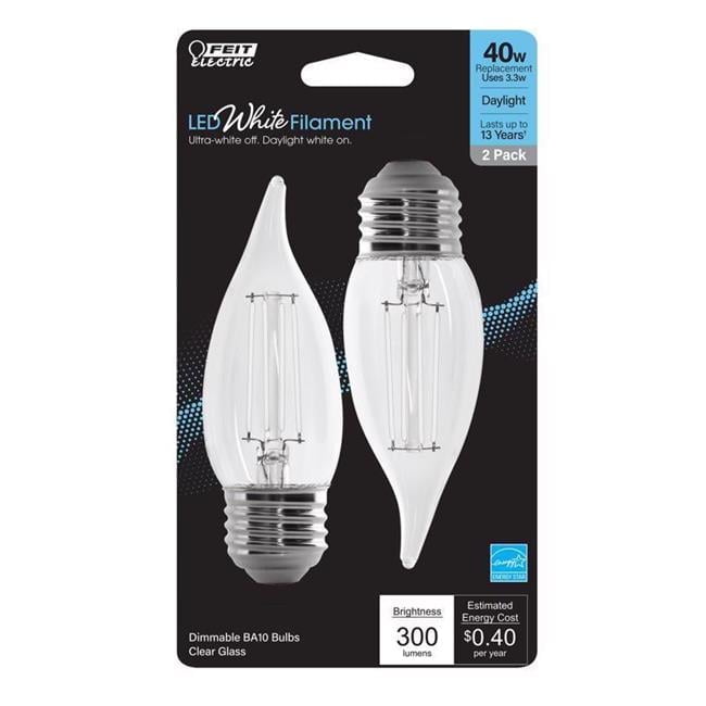 BA10 E26 Medium Filament LED Bulb Daylight - 40W Equivalence - Pack of ...