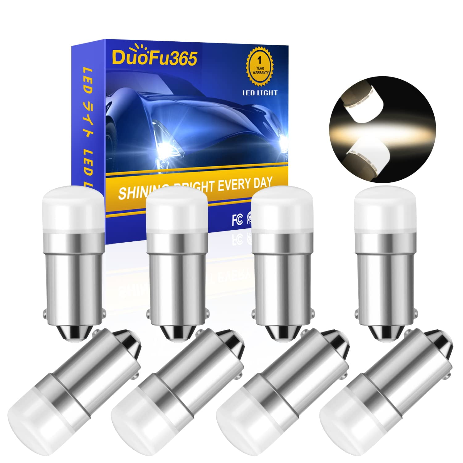 BA9S LED Car Bulb MMF7 Warm White,12-24V Nonpolarity 1895 64111 LED ...