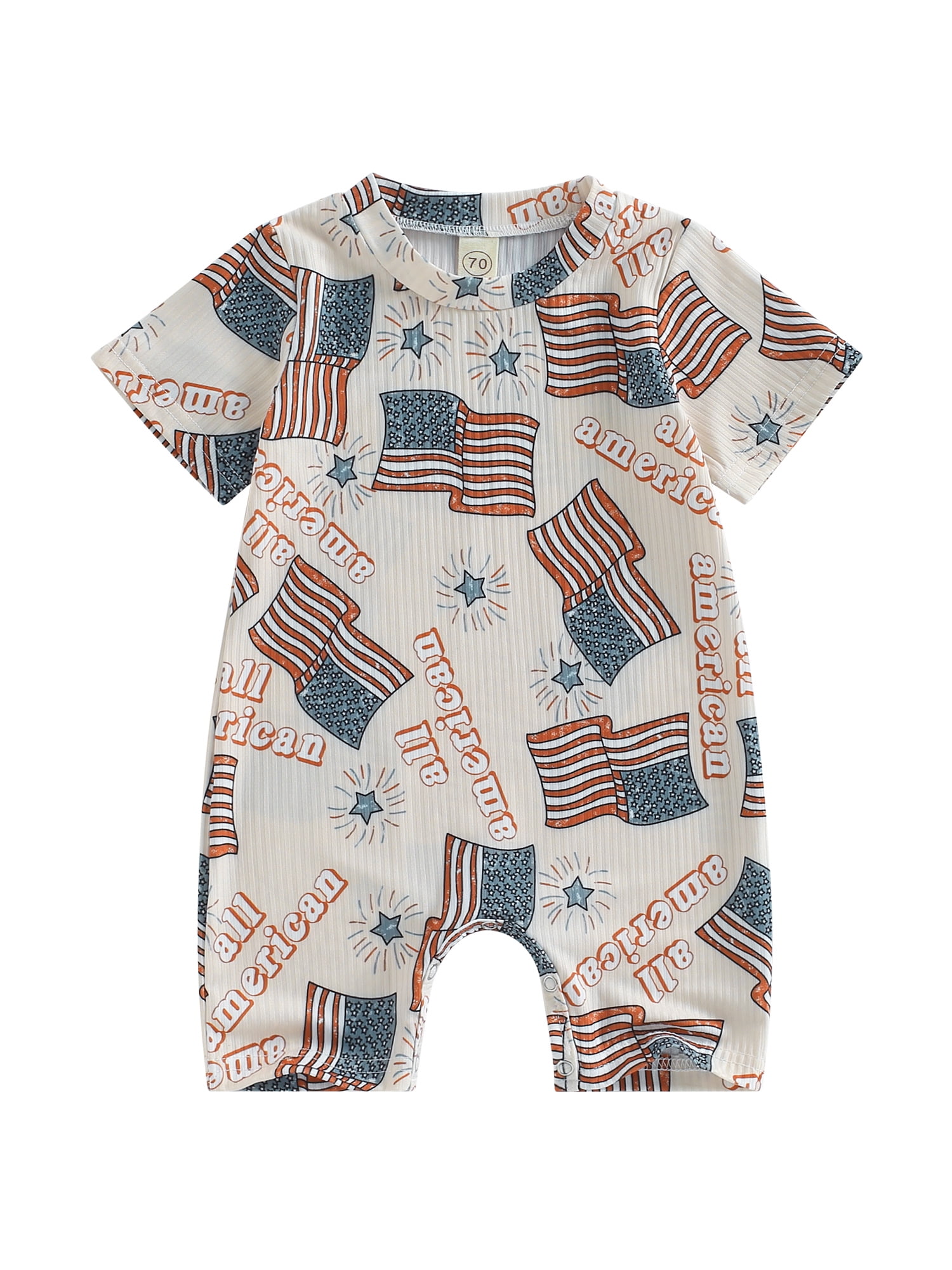 BABAMOON 4th of July Baby Boy Girl Outfit USA Flag Short Sleeve Romper Jumpsuit Bodysuit ...