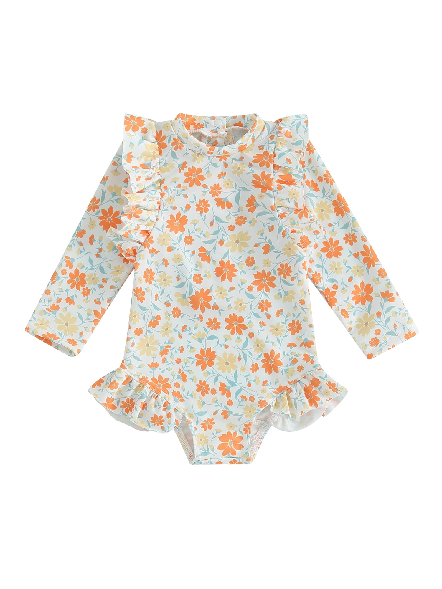 BABAMOON Baby Toddler Girl Long Sleeve Swimsuit Rashguard Swimwear ...