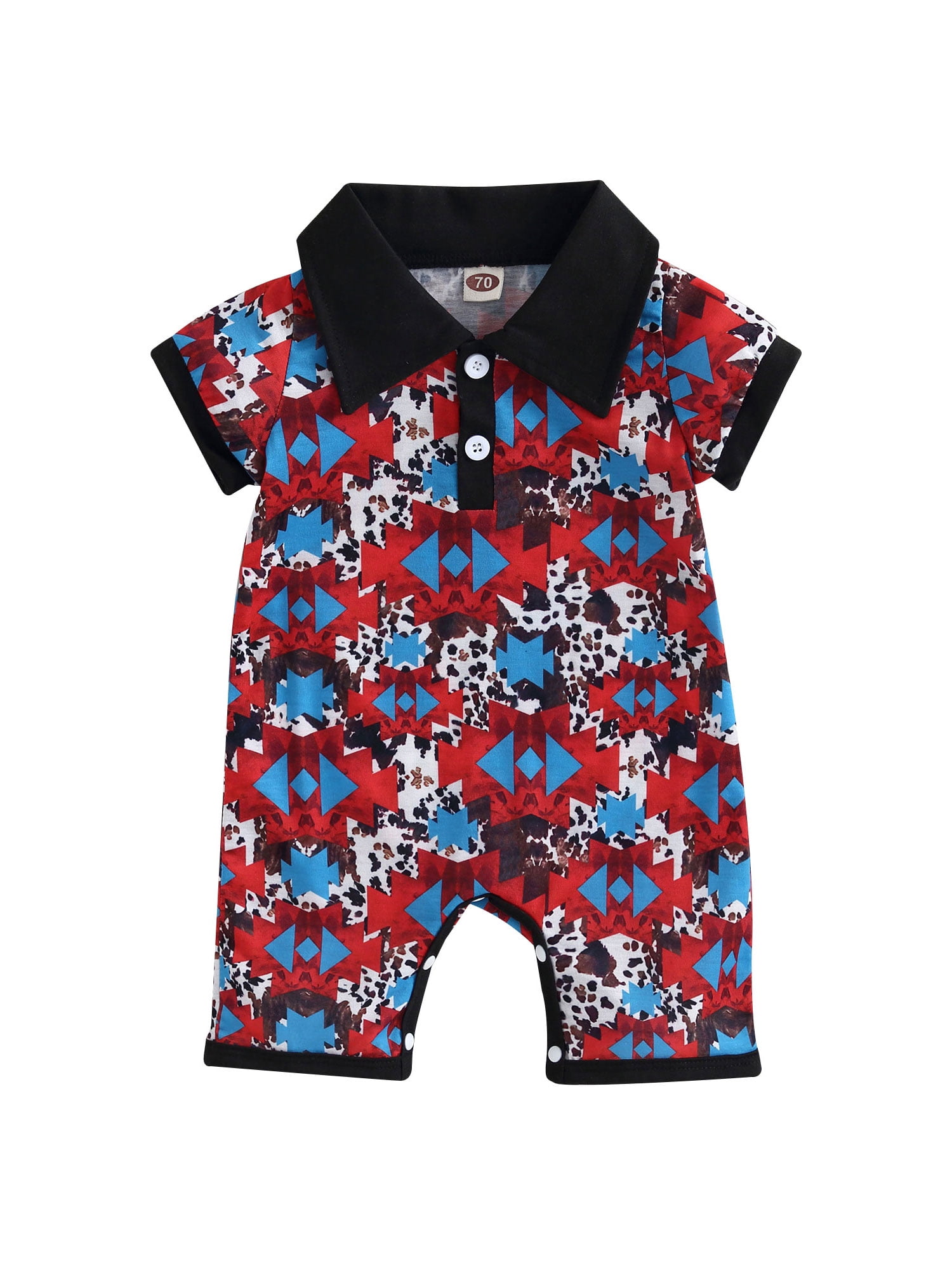 BABAMOON Cute Western Baby Boy Summer Clothes Highland Cow Print Polo Romper Shorts Jumpsuit One ...