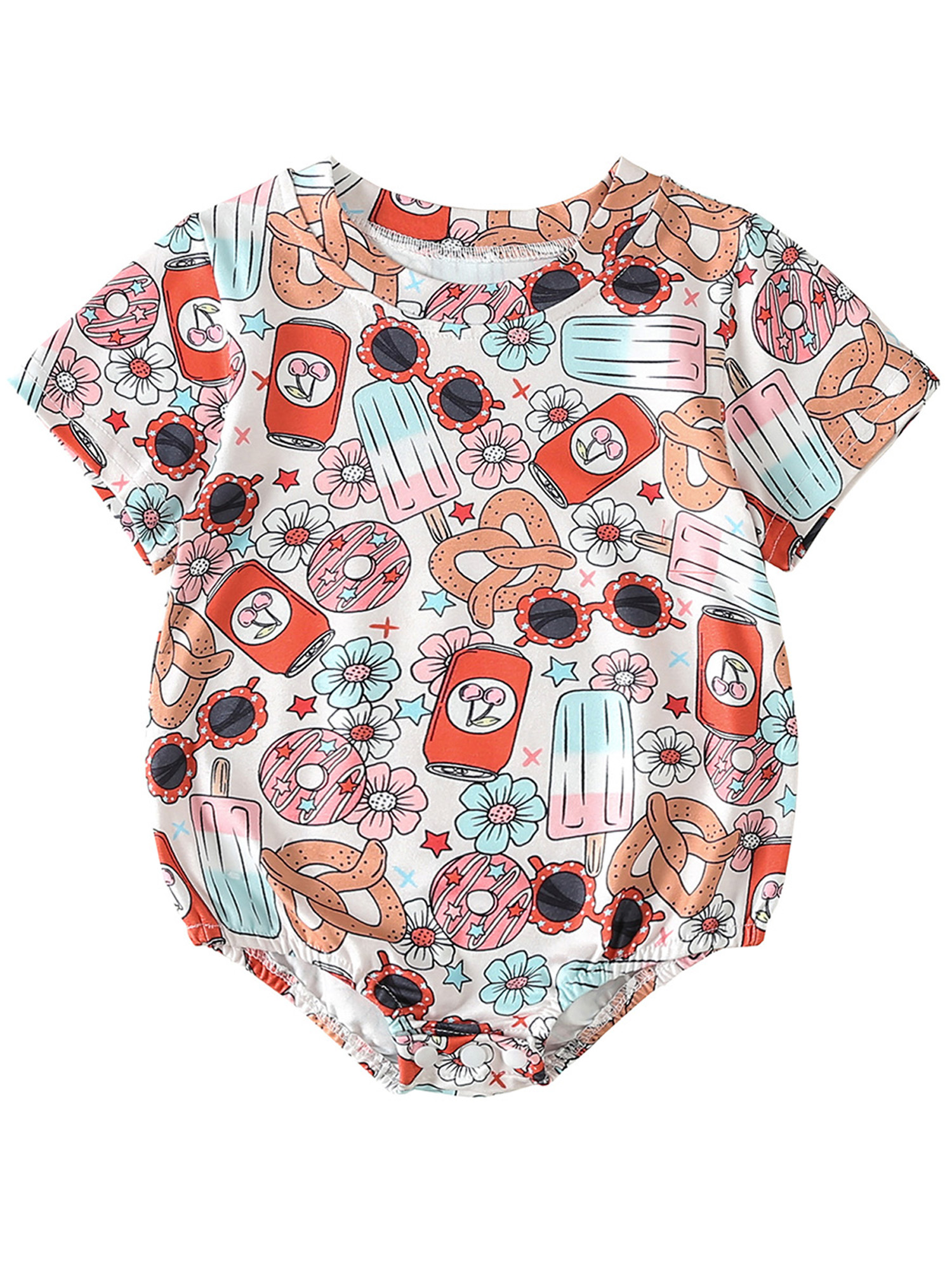 BABAMOON Infant Baby Boy Girl 4th of July Romper USA Flag Short Sleeve Bubble Oversized Bodysuit ...